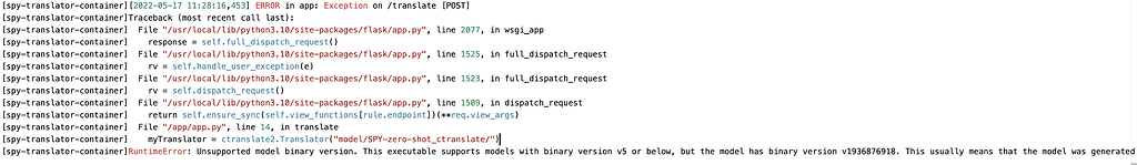 RuntimeError: Unsupported model binary version with ctranslate2 - Support - OpenNMT